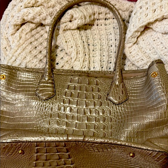 Brahmin | Bags | Elegant Gold Crocodileembossed Womens Bag Brahmin ...